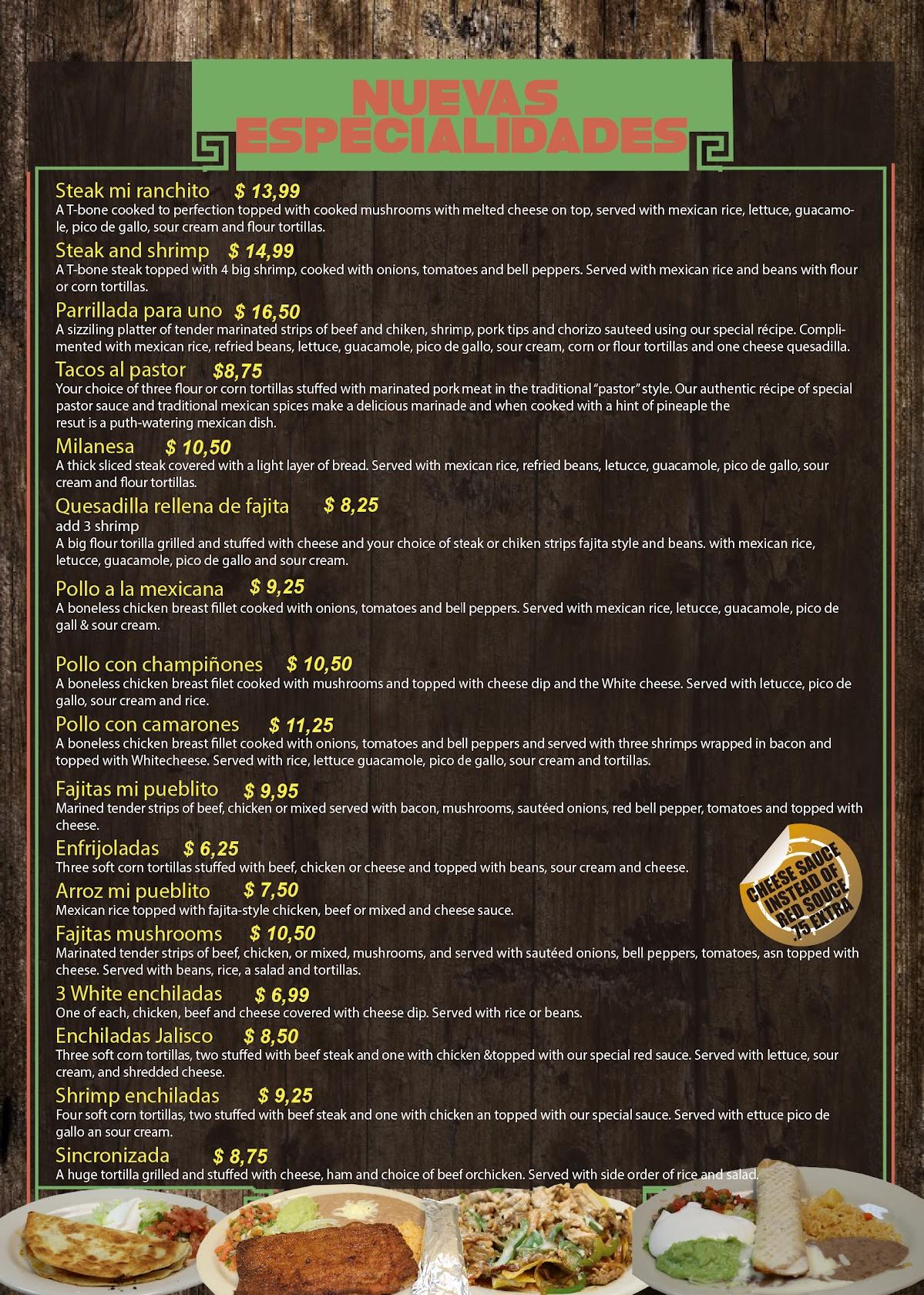 Menu at MI Ranchito lll restaurant, Batesville