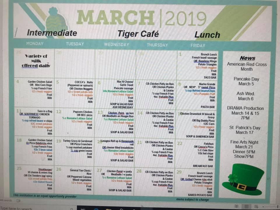 Menu at Springfield Tiger Cafe, New Middletown
