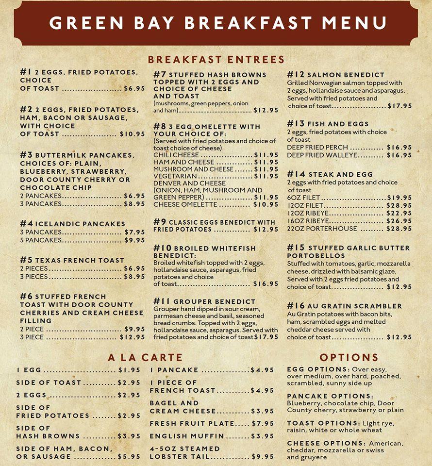Menu at The English Inn pub & bar, Green Bay