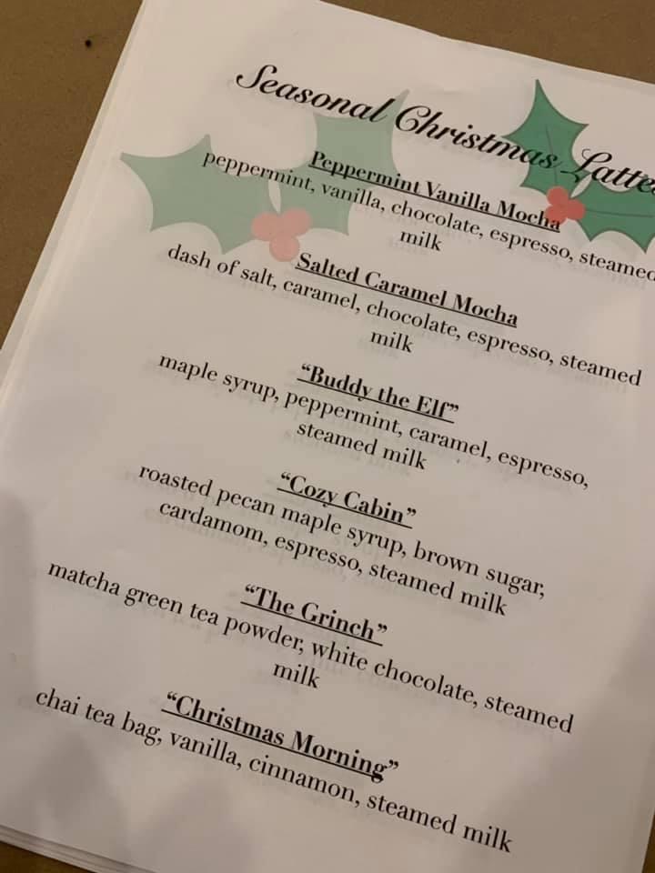 Menu at The Poppy Press Coffee Company cafe, Hazleton