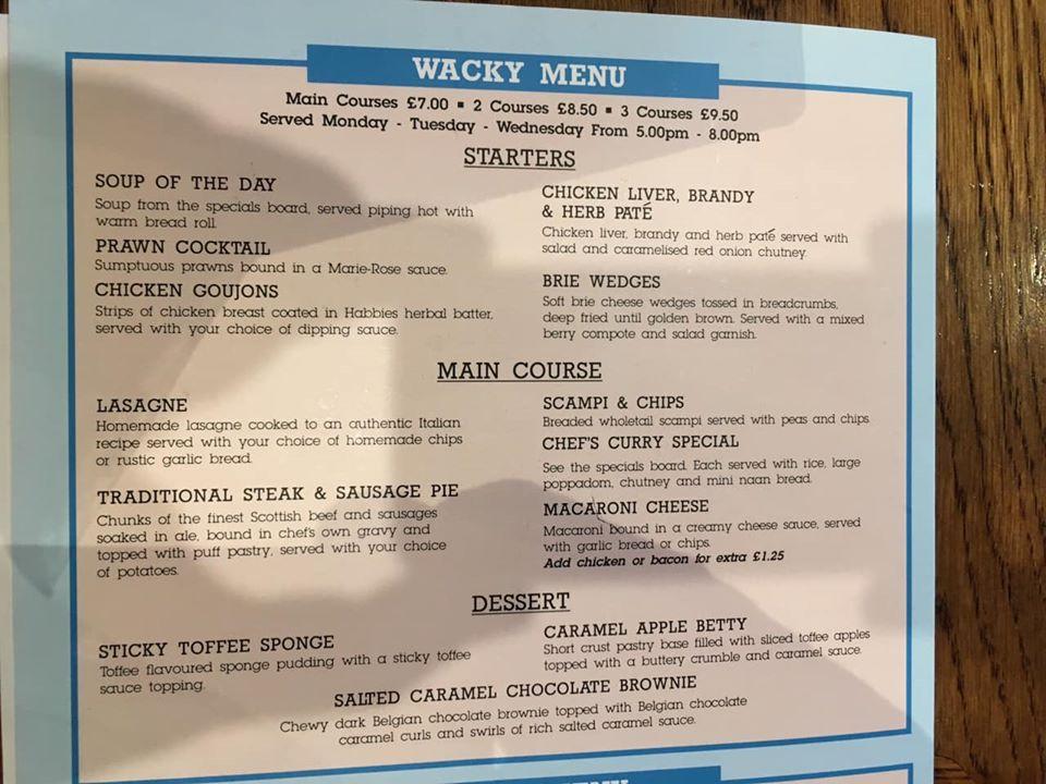 Menu at The Trust Inn pub & bar, Johnstone