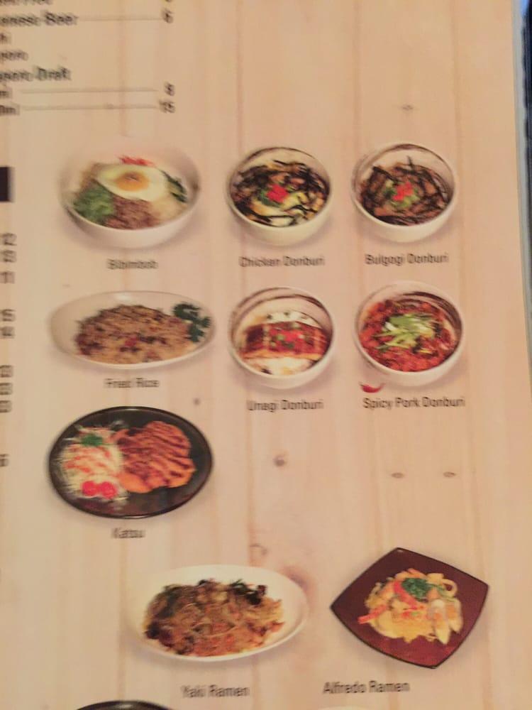 Menu at Tokai Ramen restaurant, Moncton