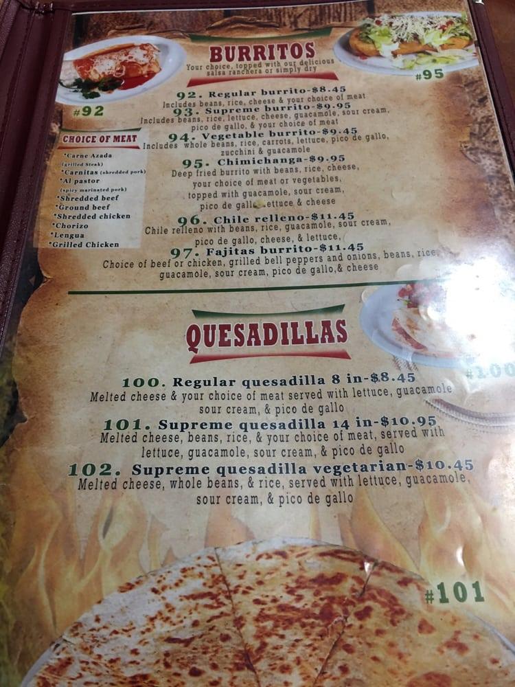 Menu at El Charro restaurant, Santa Rosa