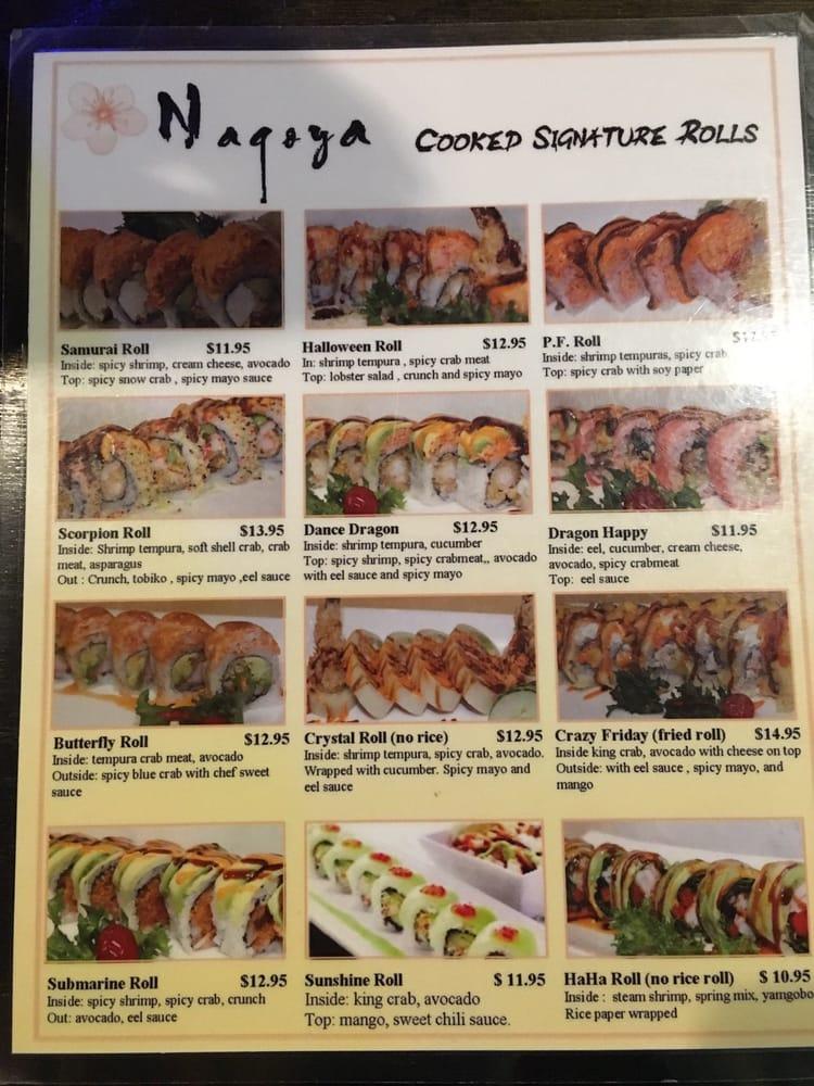 Menu at Nagoya Asian Bistro restaurant, Prince Frederick