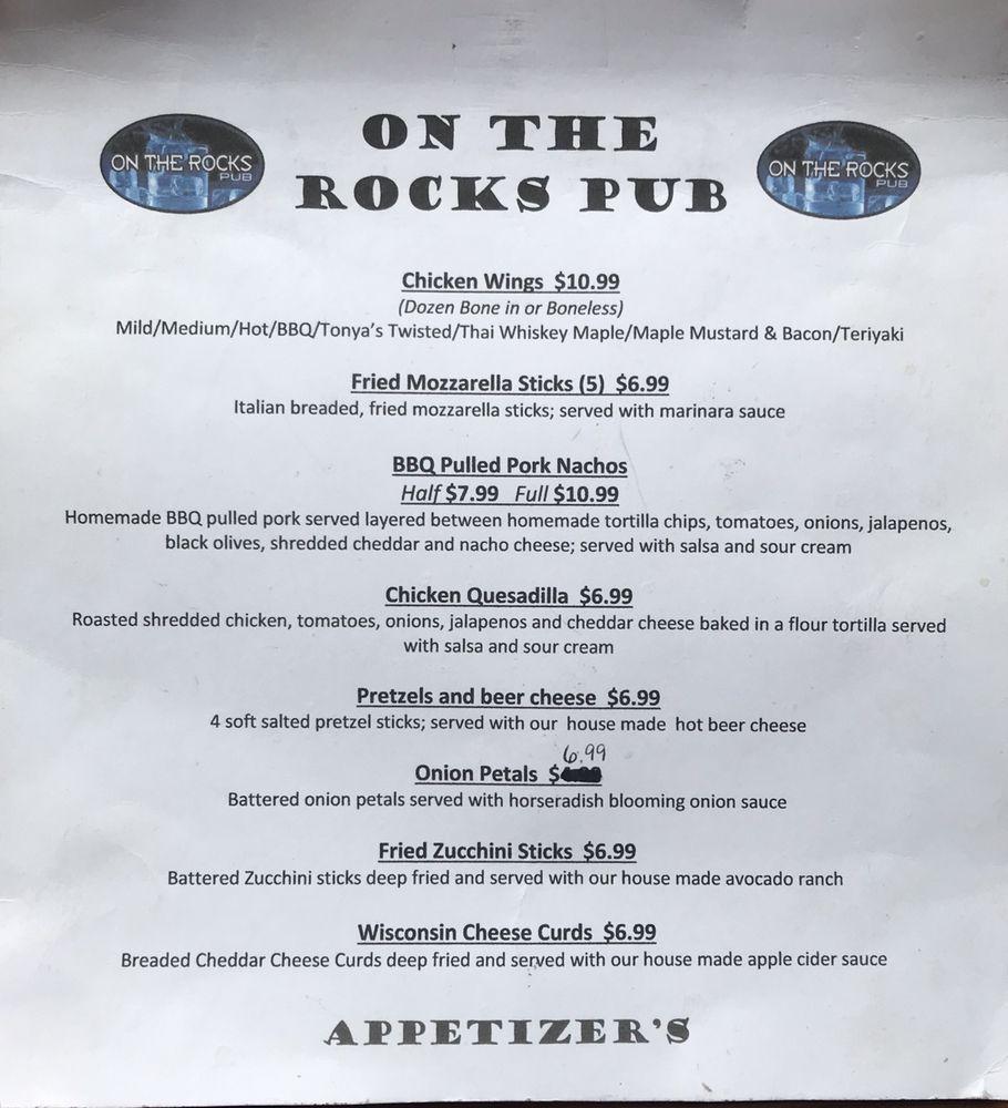 Menu at On The Rocks Pub, Granville