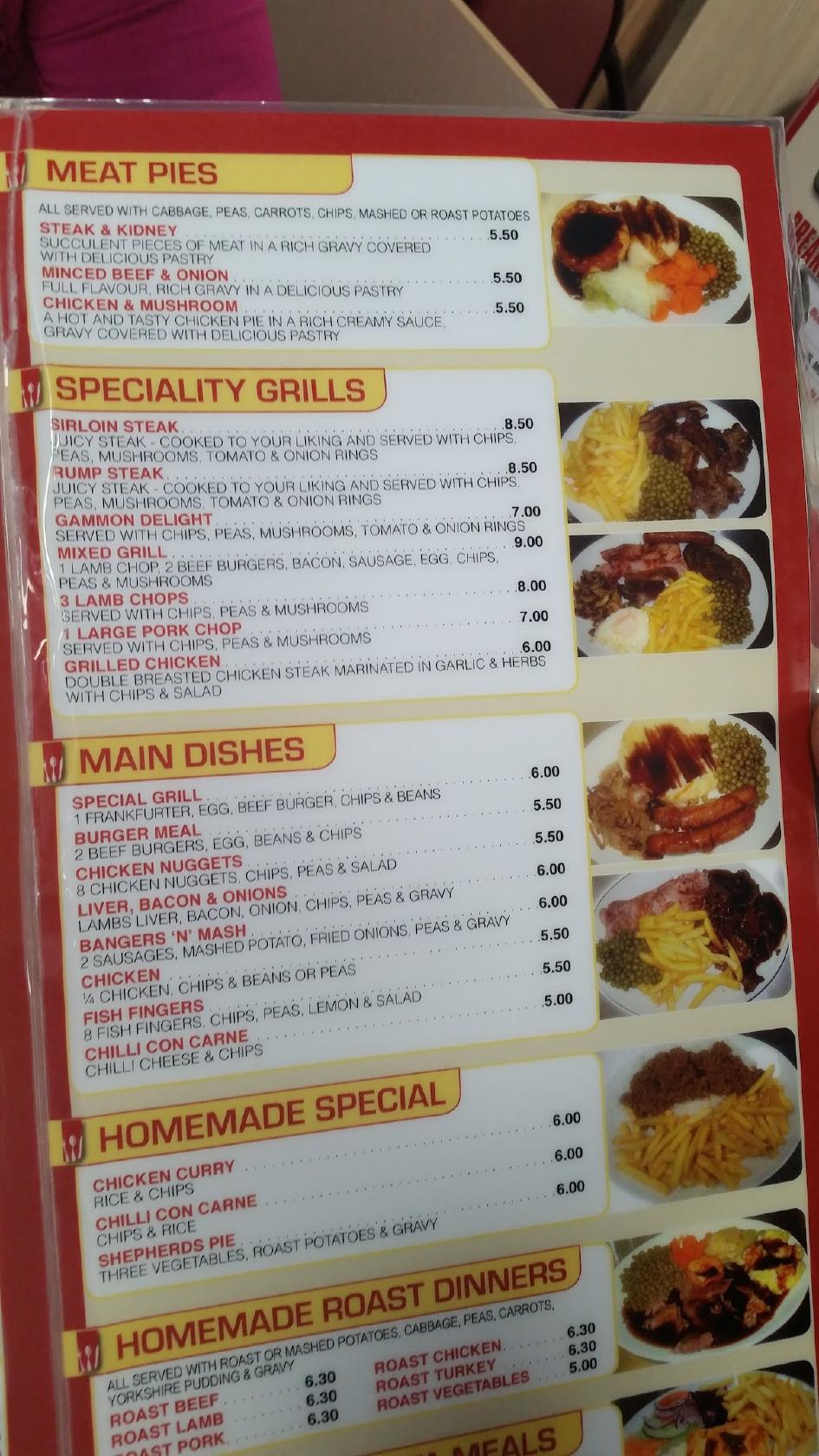 Menu at Street Cafe, Ely