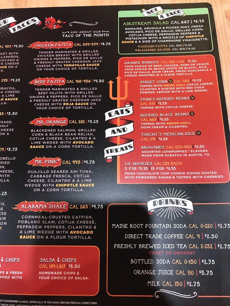 Menu at Torchy's Tacos restaurant, Edmond, E 2nd St