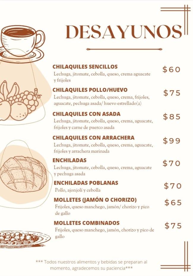 Menu at El Garage (Desayunos, comidas y cafe), Chiautempan