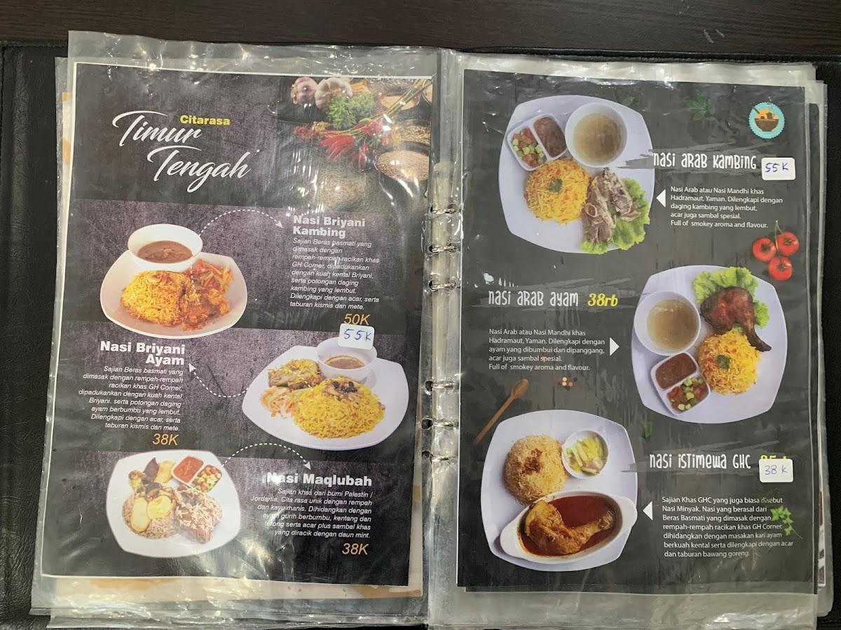 Menu at GH Corner Surabaya Nasi Briyani Nasi Kebuli Roti Canai Teh Tarik restaurant, Surabaya