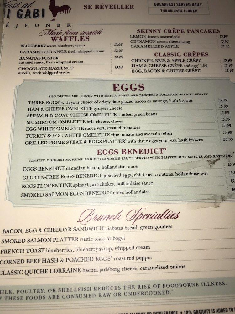 Menu at Mon Ami Gabi steakhouse, Las Vegas, S Las Vegas Blvd South