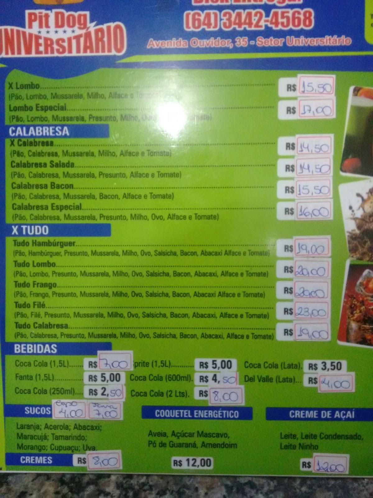 Menu at Pit Dog Universitário pub & bar, Catalão, Avenida Castelo - Av ...