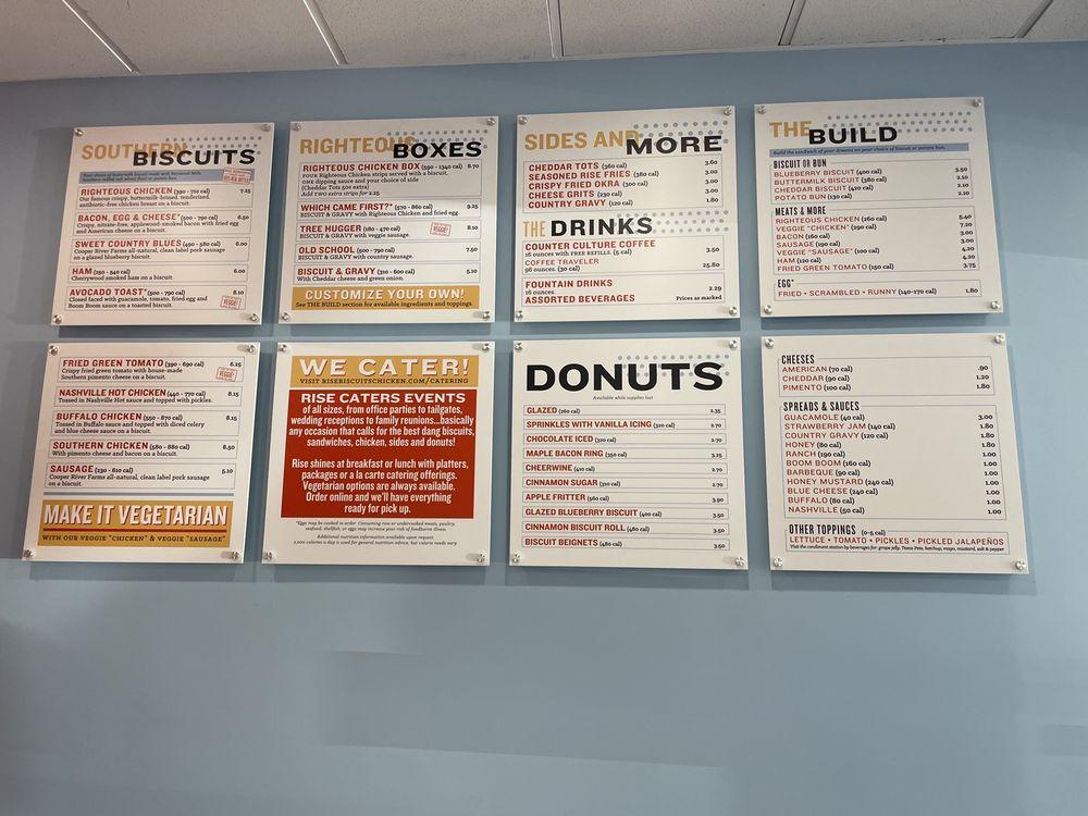 Menu at Rise Southern Biscuits Righteous Chicken restaurant, Thousand Oaks