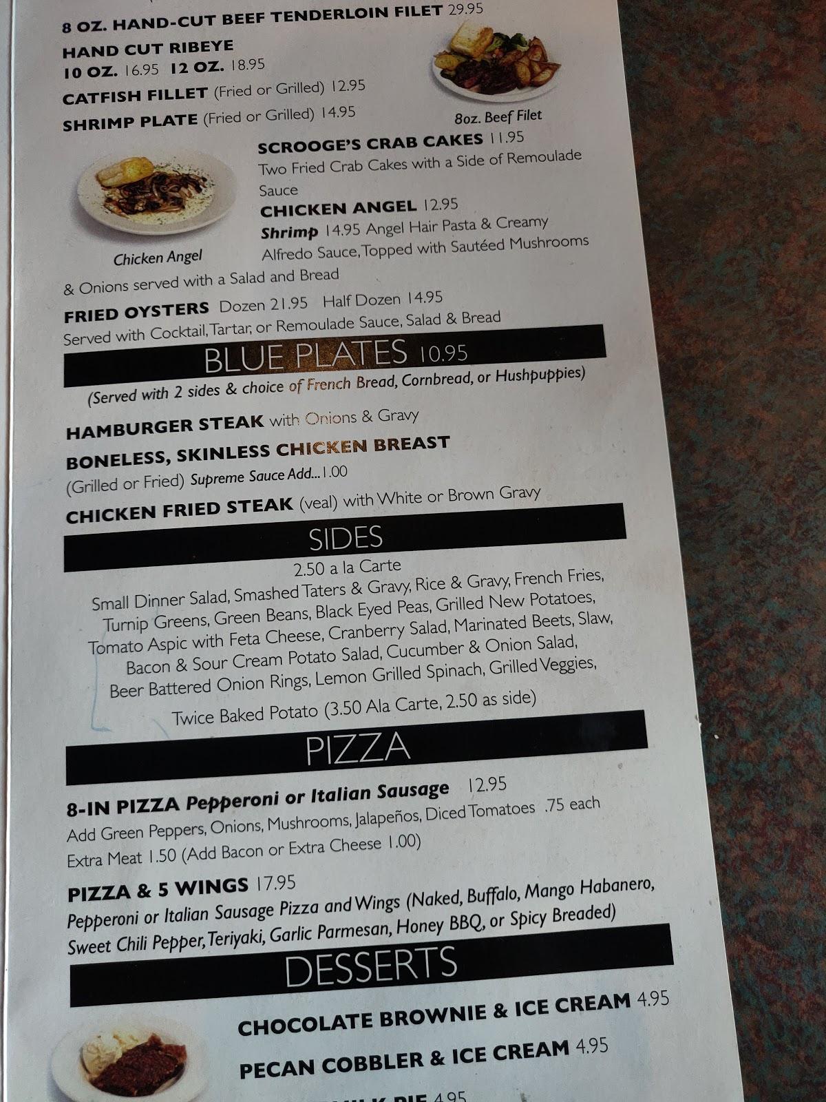 Menu at Scrooge's Fine Foods & Drink restaurant, Jackson
