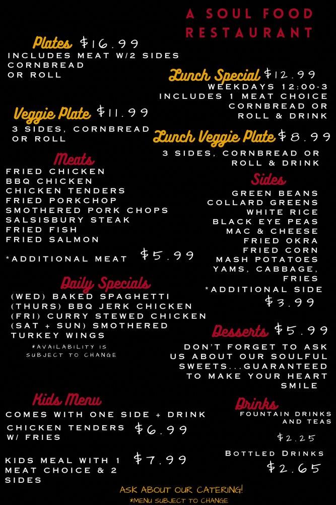 Carta del restaurante Southern Classic Foods SOUL FOOD, Roswell