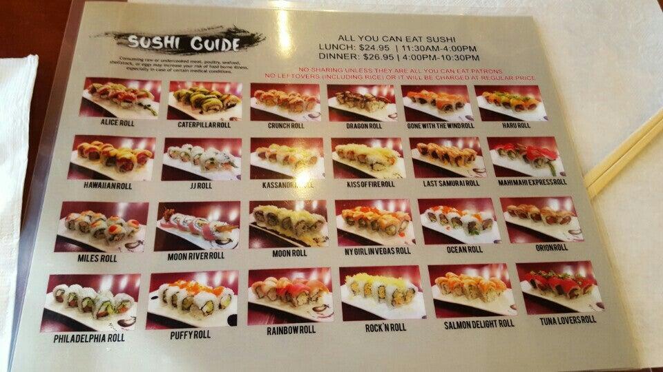 Menu at Sushi Tachi restaurant, North Las Vegas