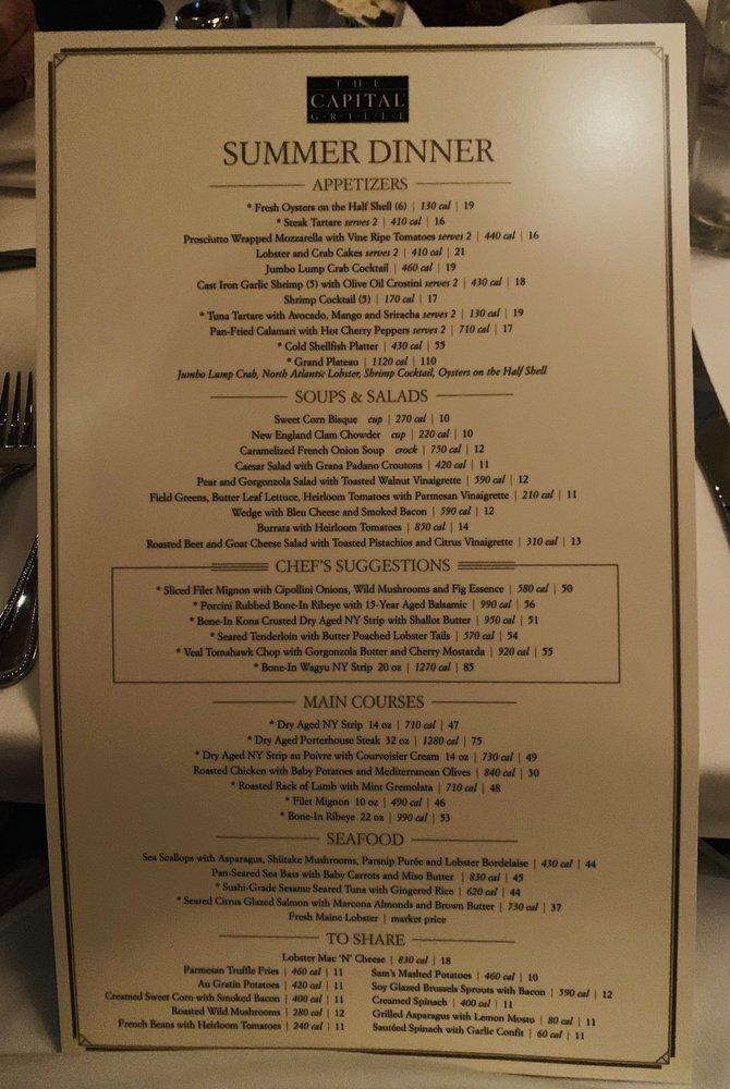 Menu at The Capital Grille pub & bar, Schaumburg