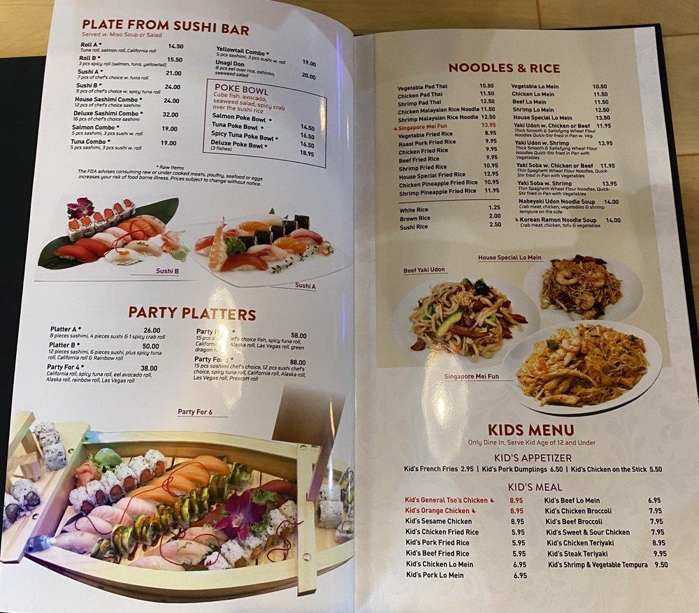 Menu at W & Z Asian Bistro & Sushi Bar, Prescott Valley