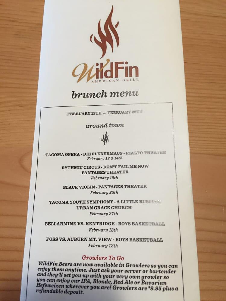 Menu at WildFin American Grill pub & bar, Tacoma