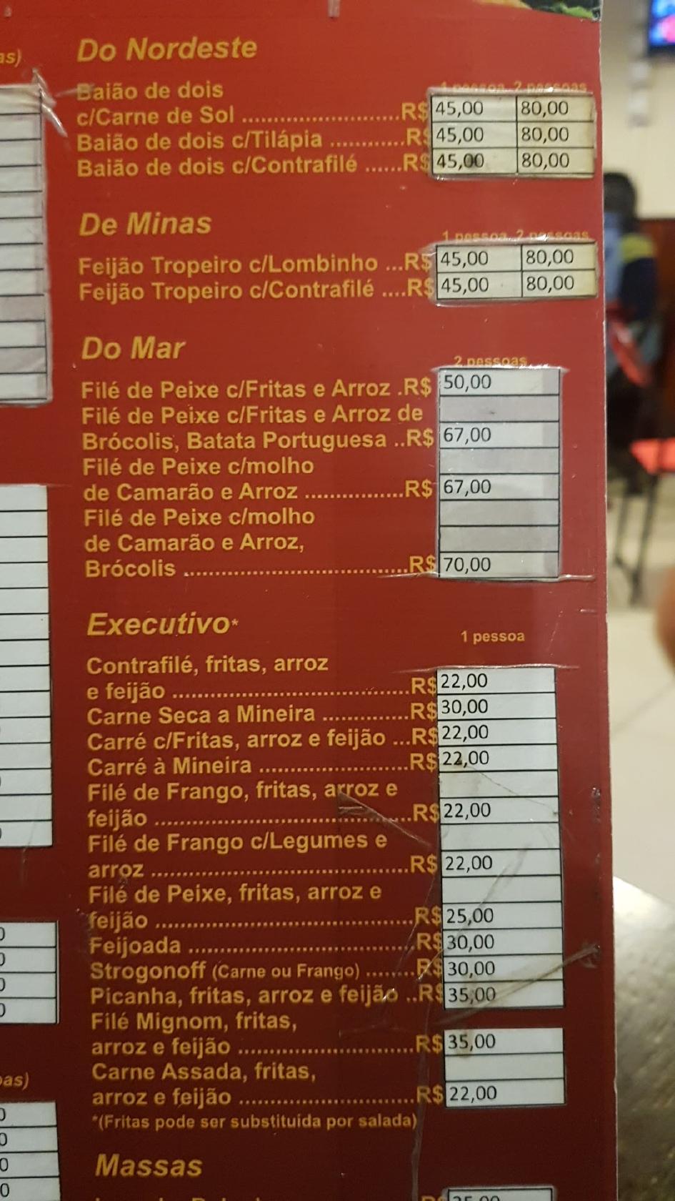 Menu at Arco iris da lapa restaurant, Rio de Janeiro