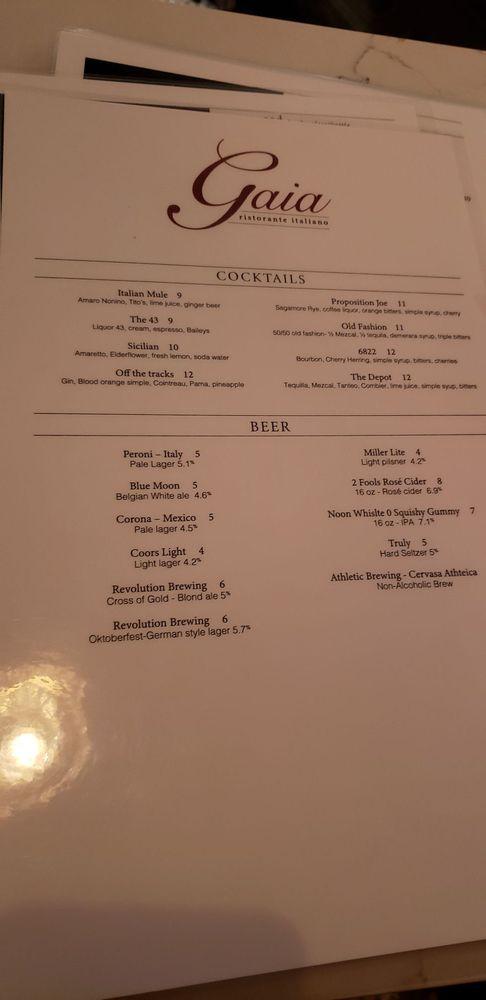 Menu at Gaia Ristorante Italiano pub & bar, Berwyn