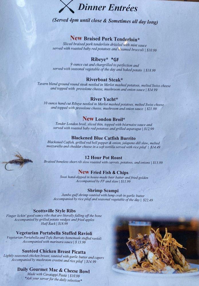 Menu at Tavern on the James restaurant, Scottsville
