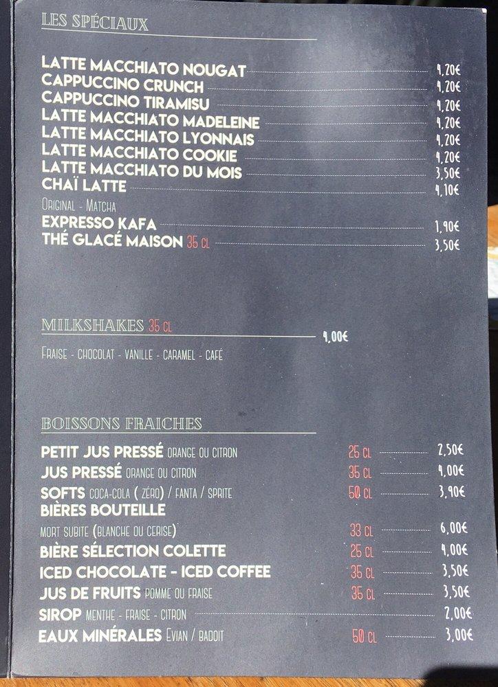 Menu at Bistrot Colette restaurant, Bourgoin-Jallieu, 2 places