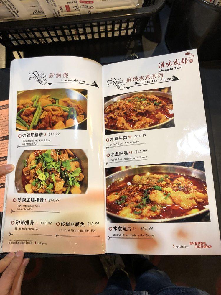 Menu at Chengdu Taste restaurant, Alhambra
