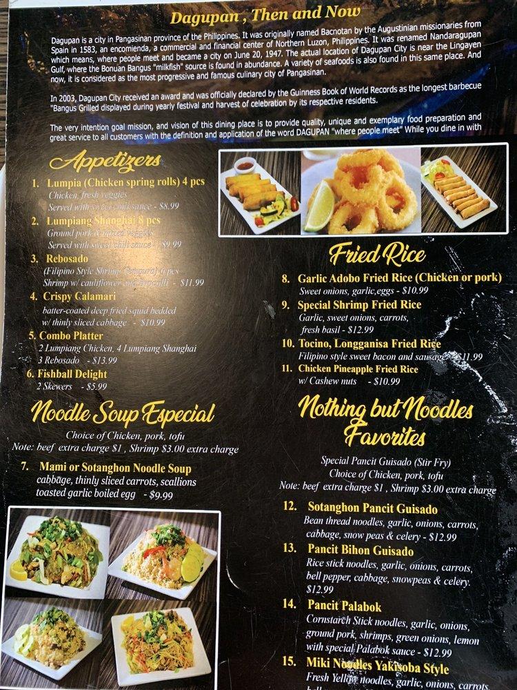 Menu at Dagupan Grill restaurant, Kennewick
