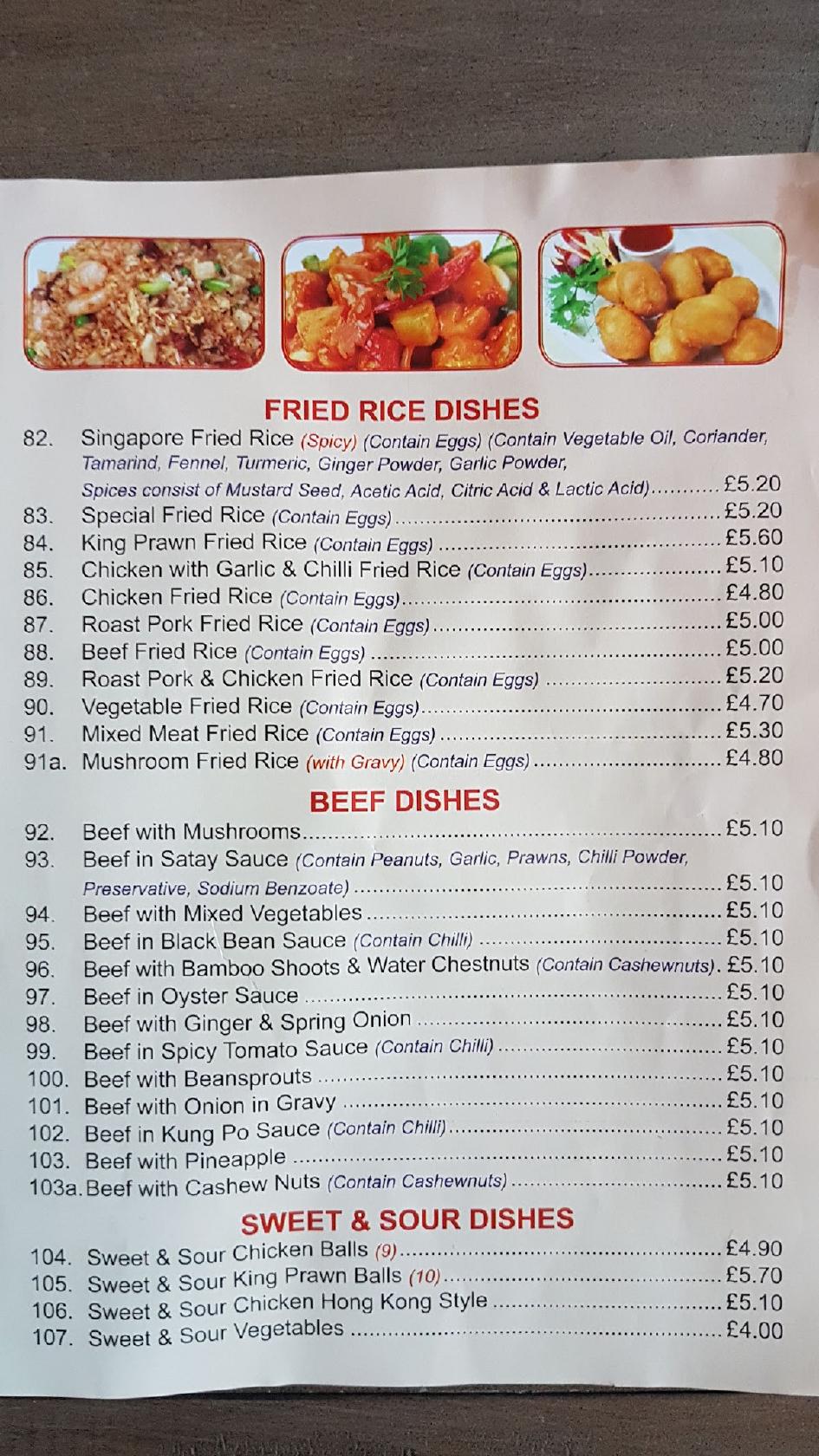Menu at Eastern Kitchen fast food, Cockett