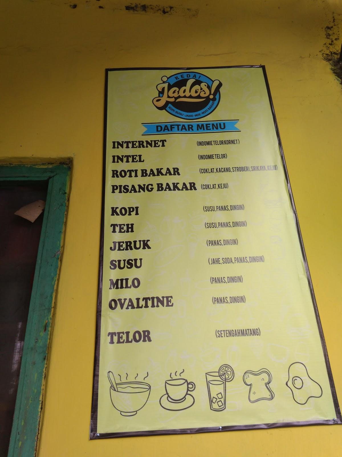 Menu at Kedai JADOS ! cafe, East Jakarta