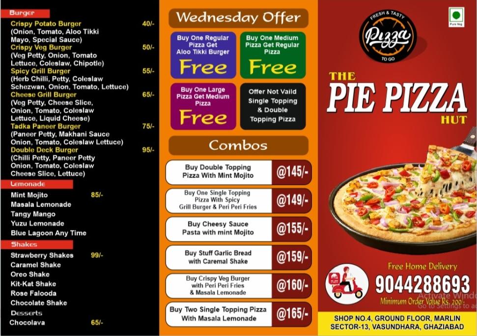 Menu at THE PIE PIZZA HUT, Ghaziabad
