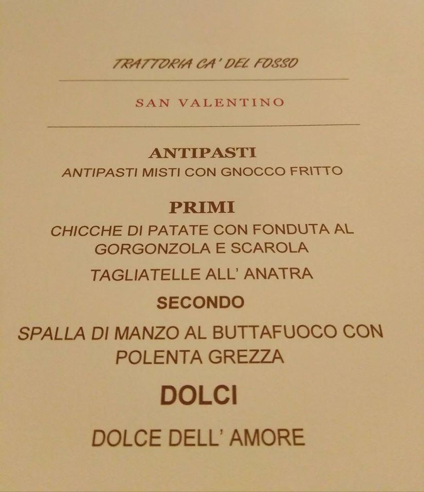 Menu da Trattoria Ca' del Fosso ristorante, Montalto Pavese