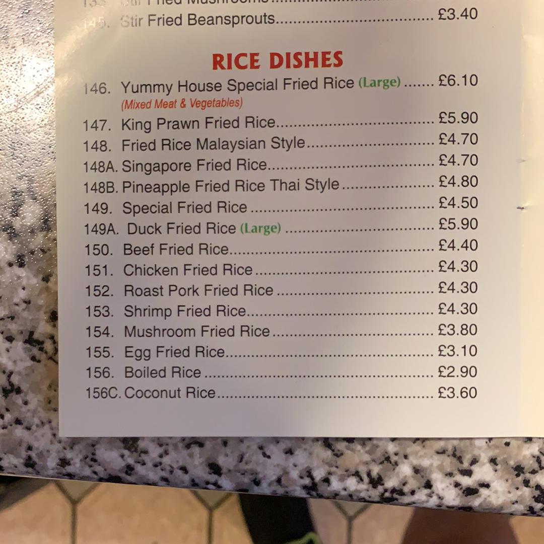 Menu at Yummy fast food, Gravesend, 84-85 London Rd