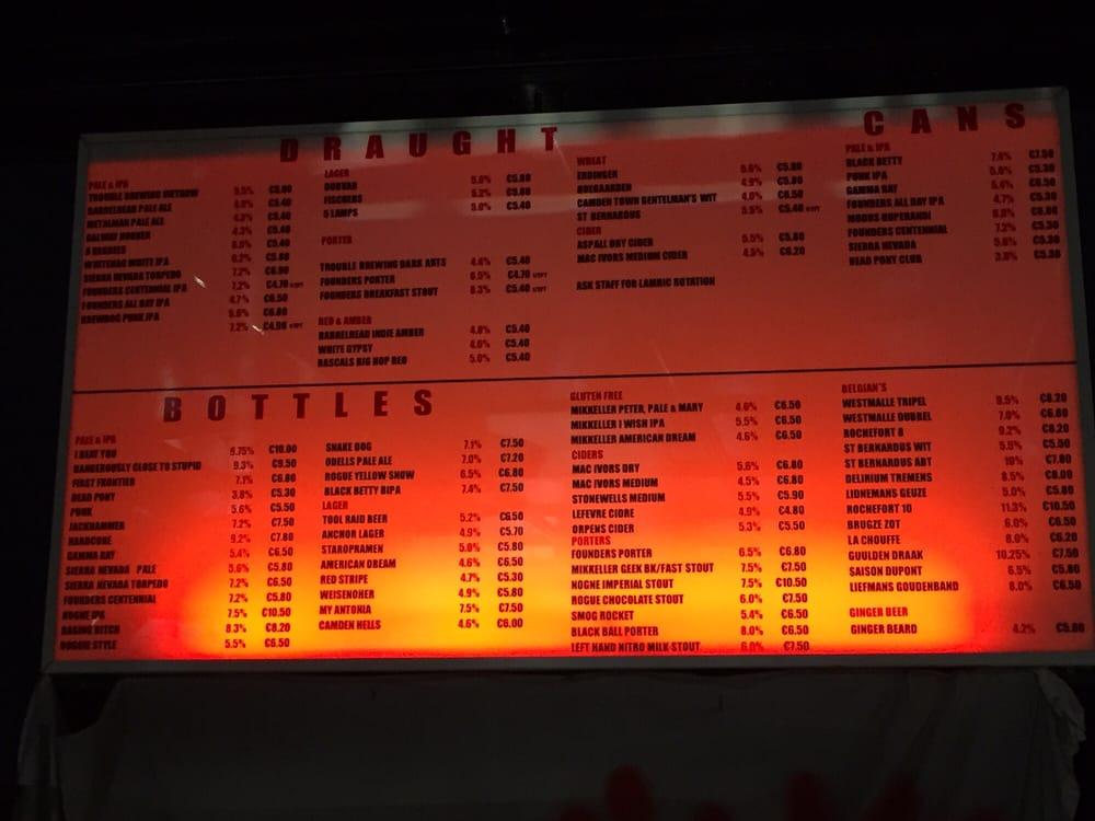 Menu at Blackbird pub & bar, Rathmines