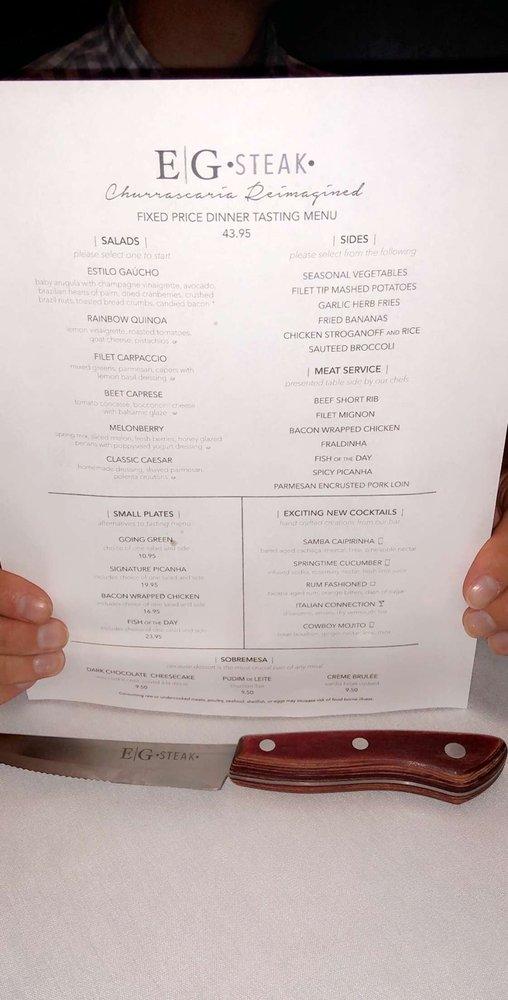 Menu at EG Steak steakhouse, Frisco, TX-121