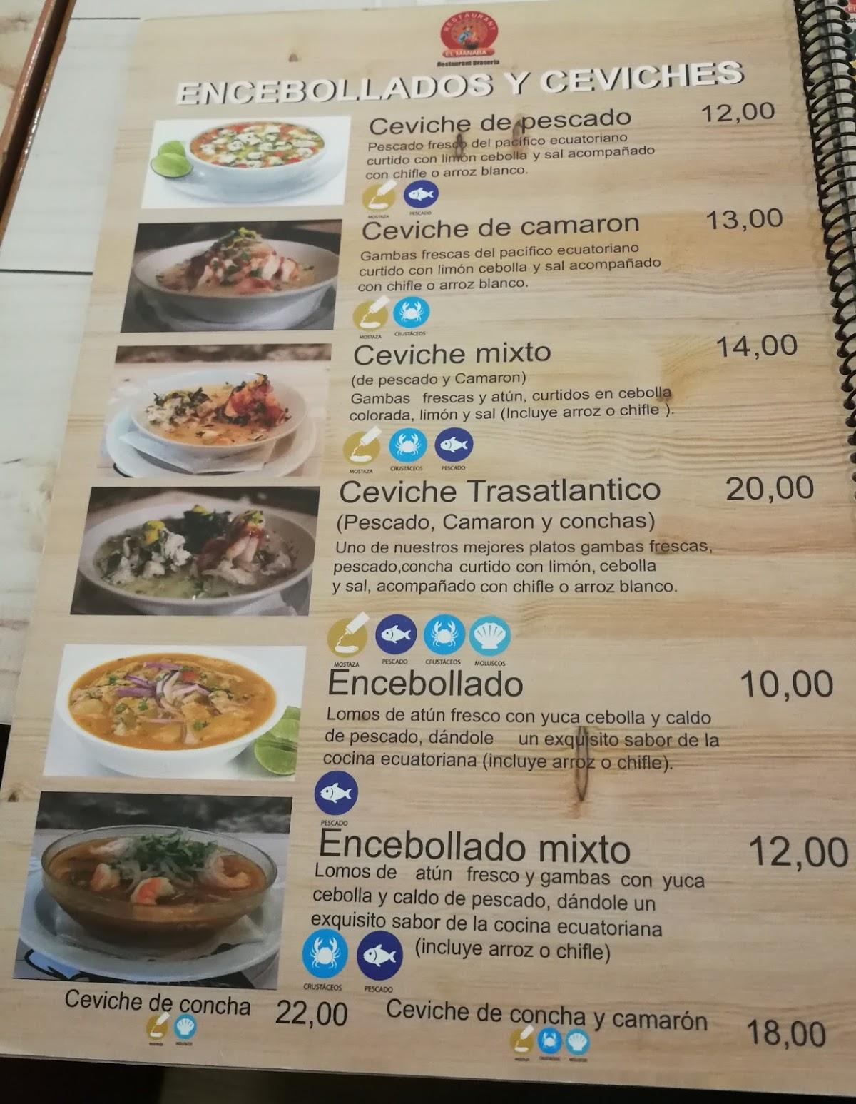 Menu at El Manaba restaurant, Barcelona, C/ de Provença