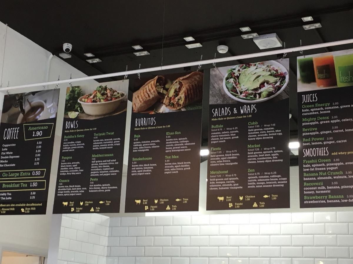 Menu at Freshii restaurant, Dublin, LG5