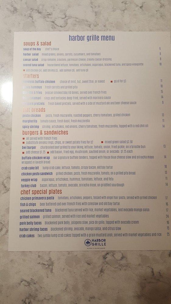Menu at Harbor Grille pub & bar, Baltimore, POST SECURITY