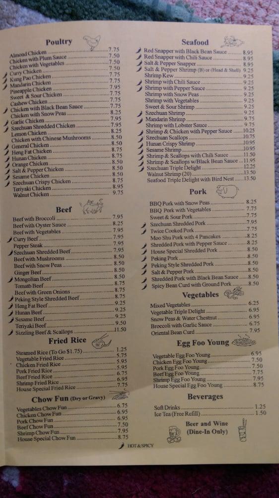 Menu at Heng Fat restaurant, Sacramento