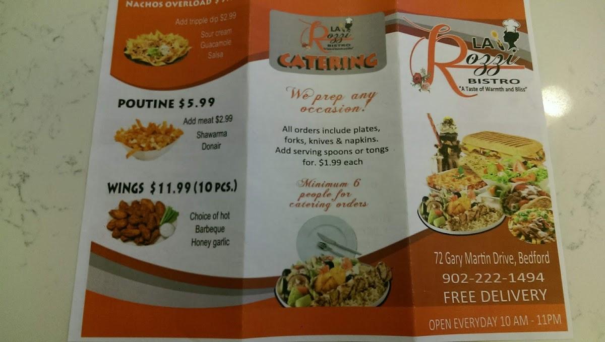 Menu at La Rozzi Bistro restaurant, Bedford