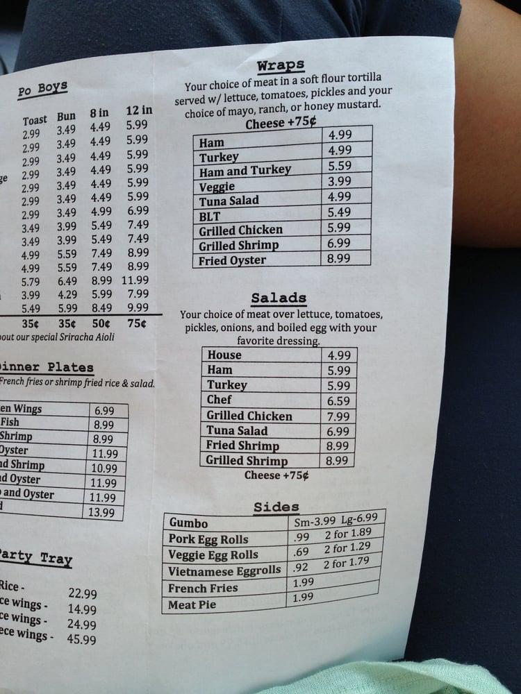 Menu at Eat-Well Food Mart restaurant, New Orleans, Canal St