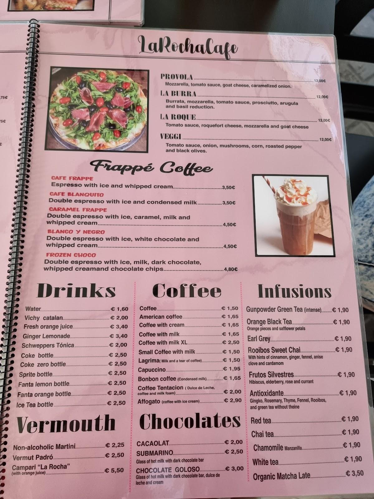 Menu at La Rocha Cafe, Barcelona