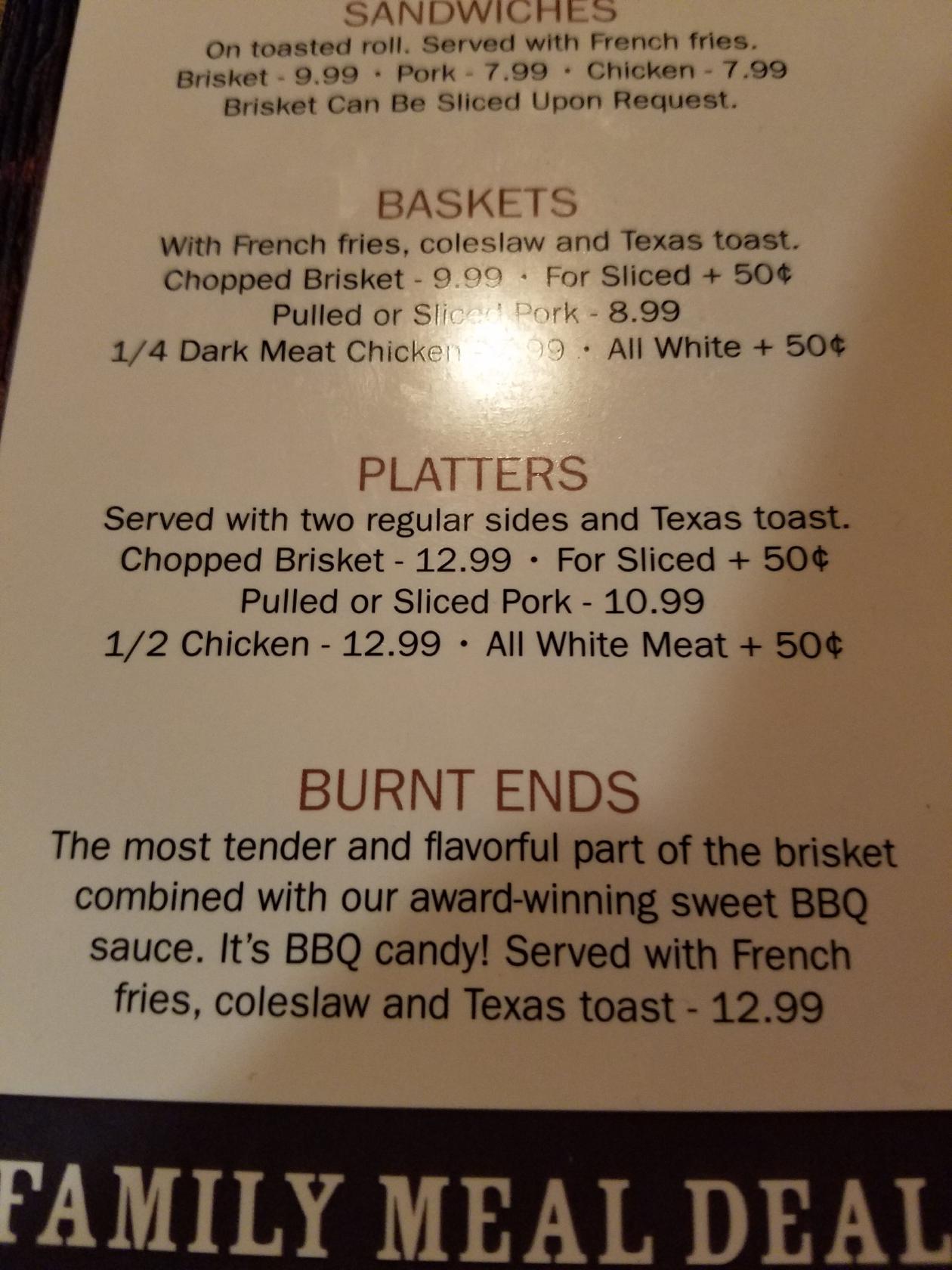 Menu at Pit Master BBQ, DeLand, US-17