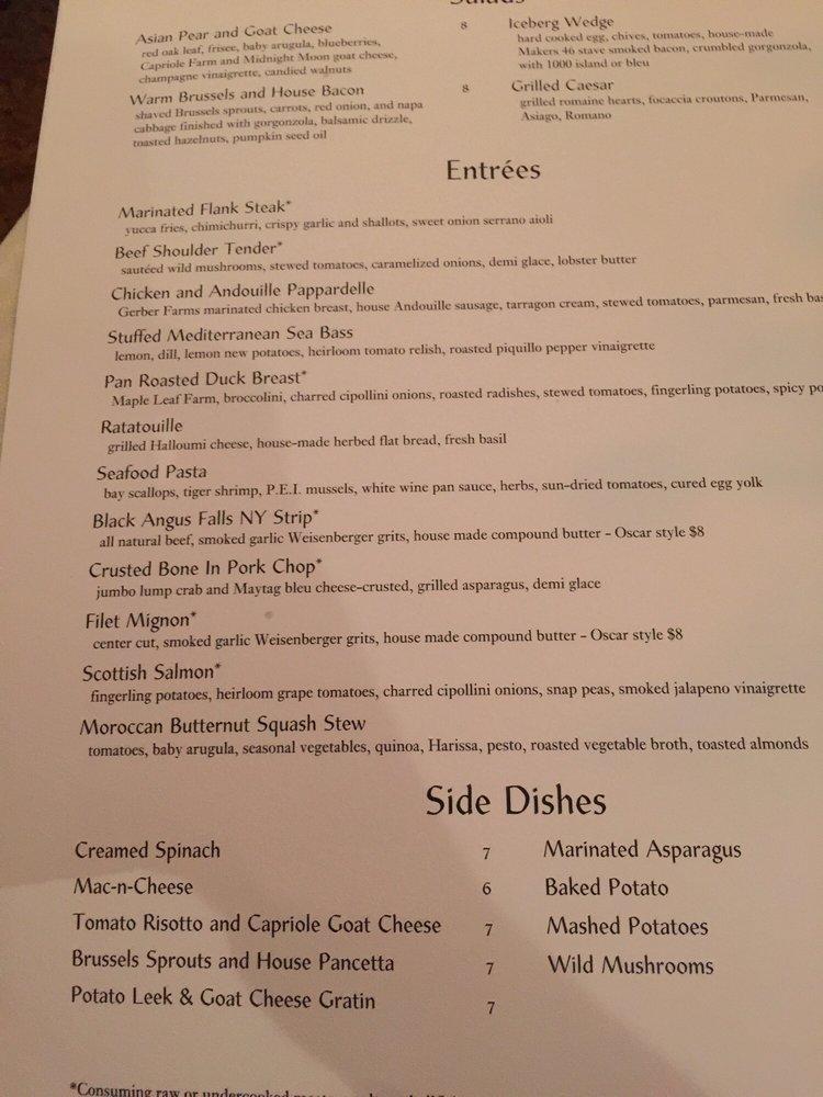 Menu at Coles 735 Main restaurant, Lexington