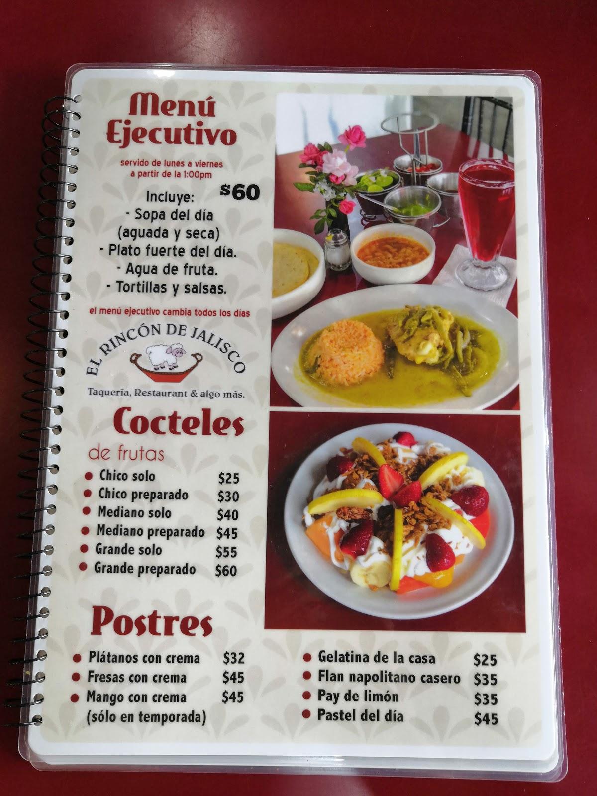 Carta del restaurante EL RINCON DE JALISCO, Ciudad del México, Av. Rio ...