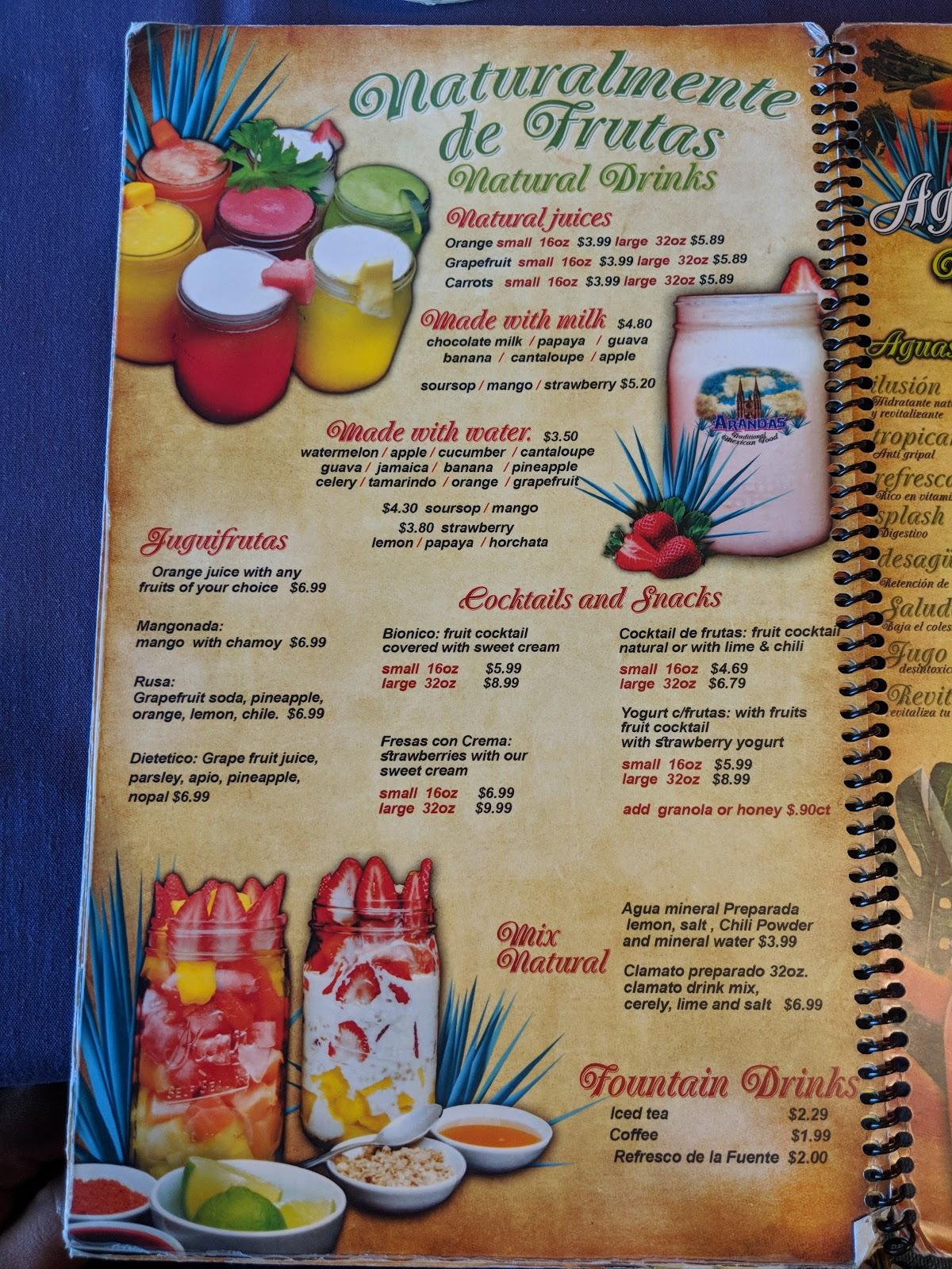 Menu at Hacienda Arandas restaurant, Laredo, 611 Shiloh Dr 13 & 14