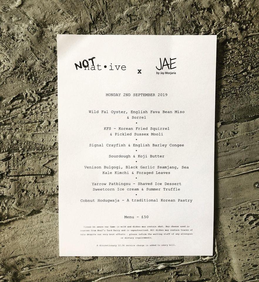 Menu at Native restaurant, London, Native at Browns