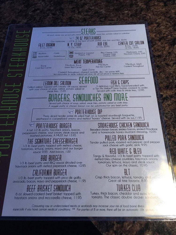 Menu at Porterhouse Steakhouse, Moses Lake