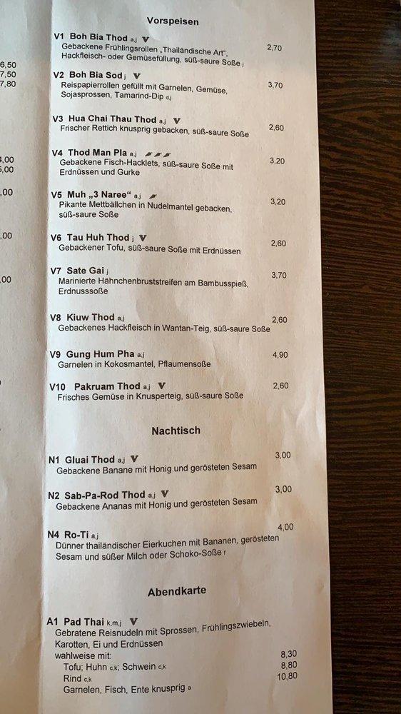 Speisekarte von 3 Naree Thai Cuisine restaurant, Wolfsburg