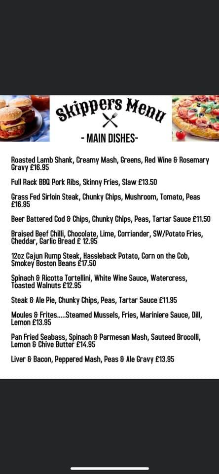 Menu at Britannia Inn pub & bar, Sherborne